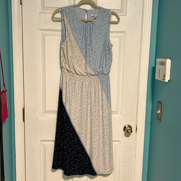 London Style | Dresses | London Style Blue And Cream Midi Dress | Poshmark
